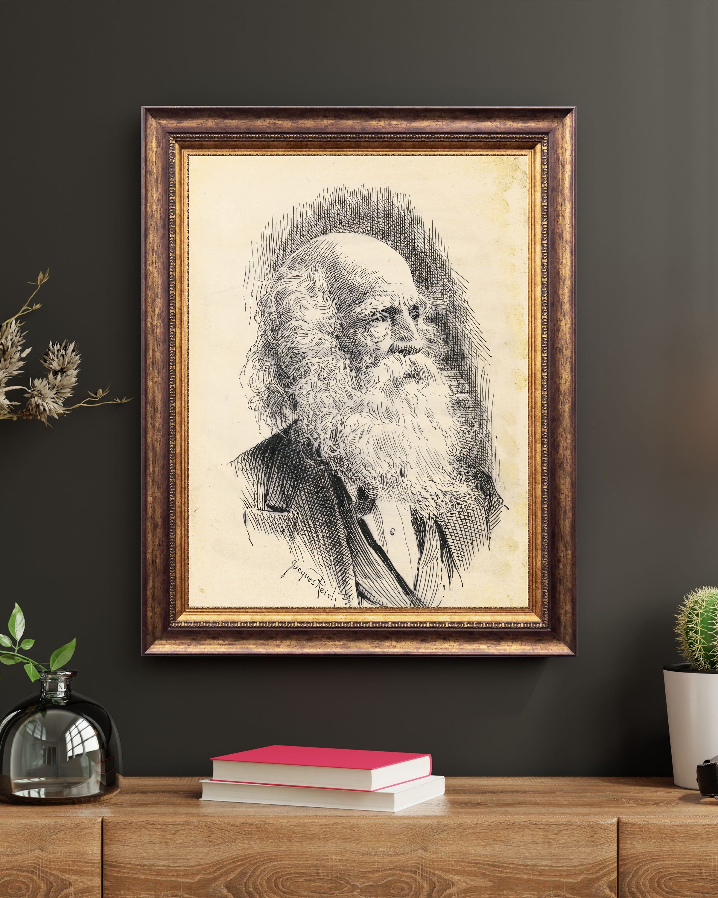 Vintage Sketch of Old Man, Printable Art, Antique Man Portrait Art ...