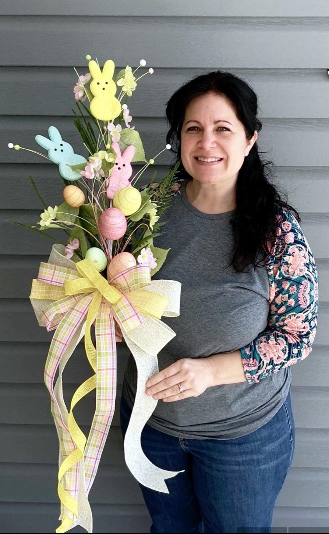 Easter Tree Topper, Bunny Tree Topper, Easter Bow, Spring Flowers ...