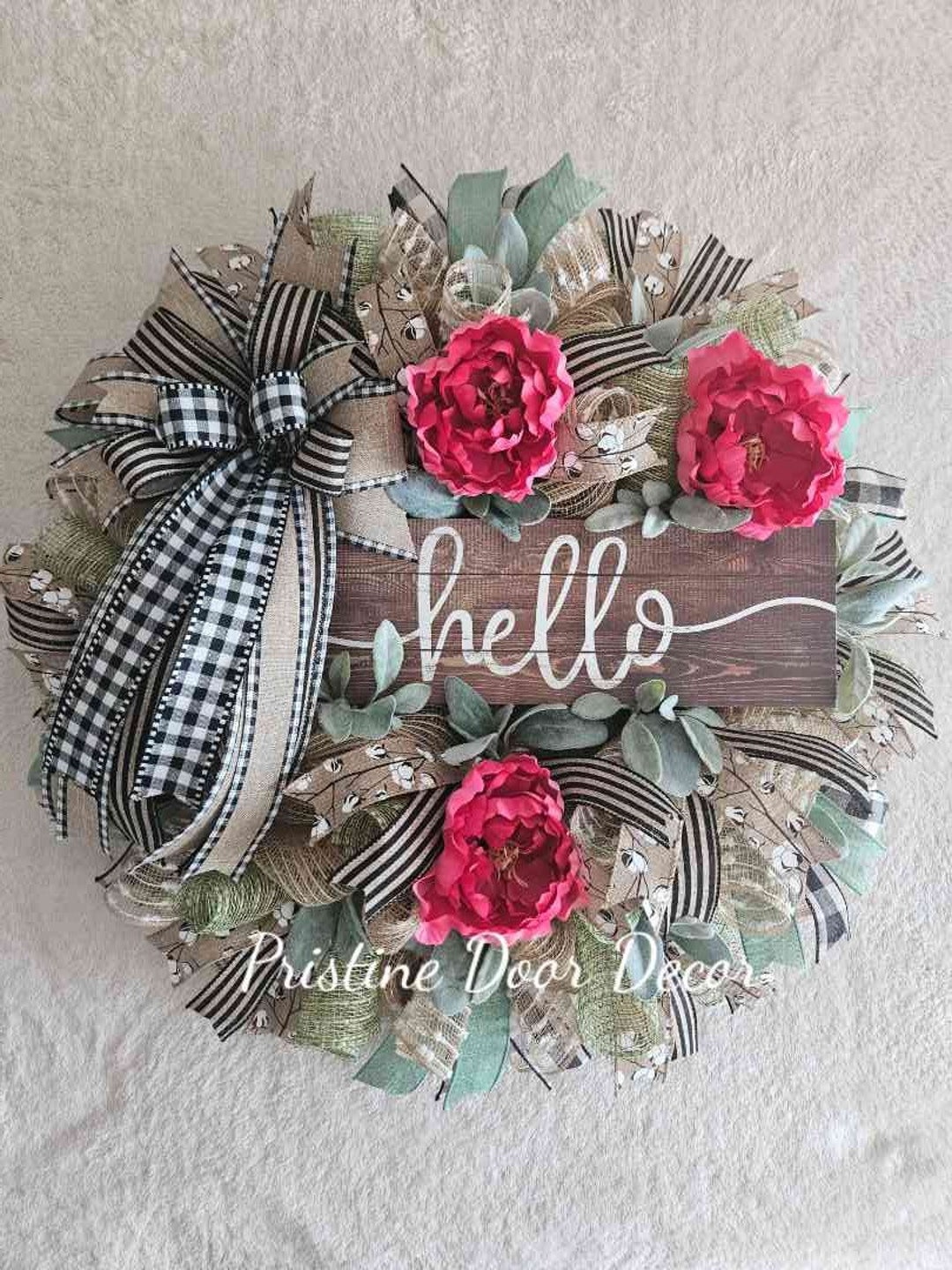 Everyday Welcome Wreath, Farmhouse Neutral Year Round Wreath for Your ...