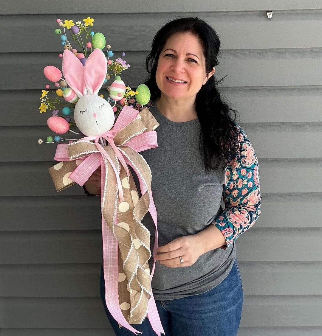 Easter Tree Topper, Bunny Tree Topper, Easter Bow, Spring Flowers ...
