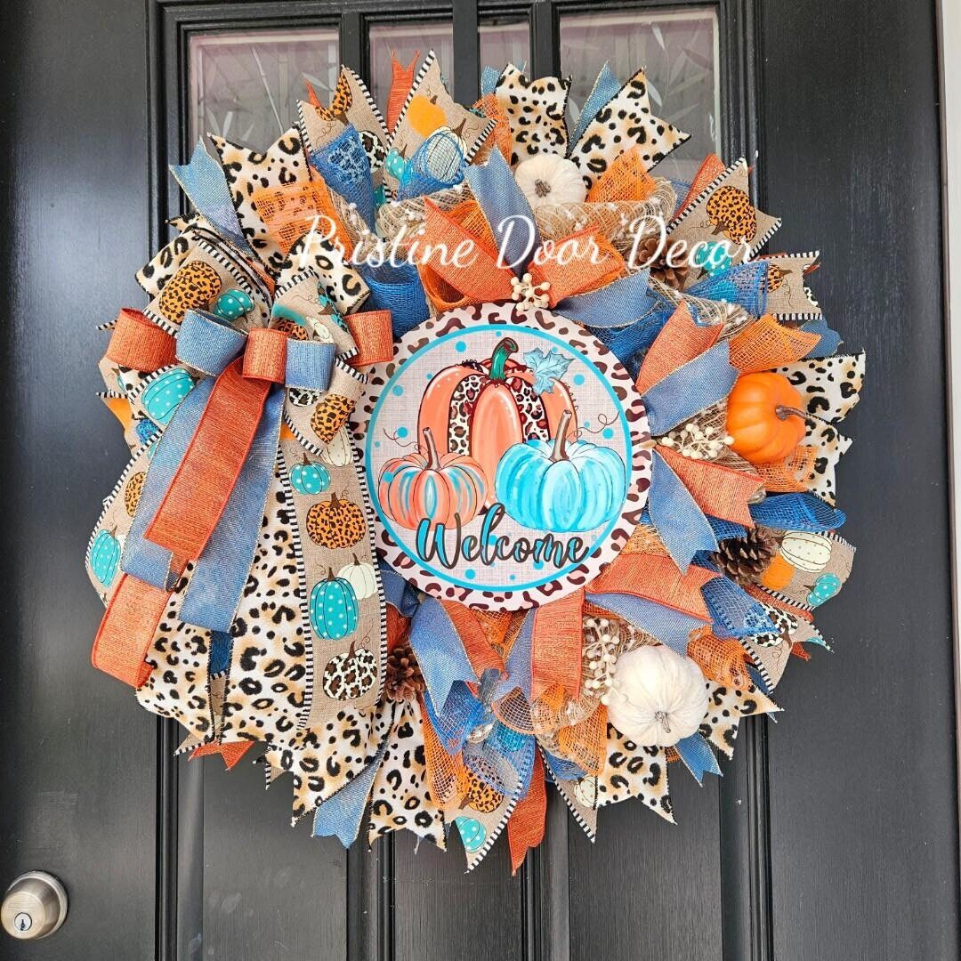 Fall Wreath Porch Decor, Fall Farmhouse Porch Decor, Cheetah and ...