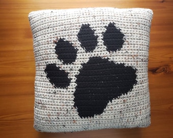 Crochet Graph Paw Print Pillow - Etsy