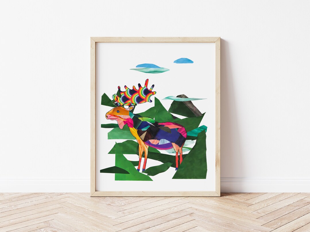 Rainbow Moose 8 X 10 Fine Art Print unframed - Etsy