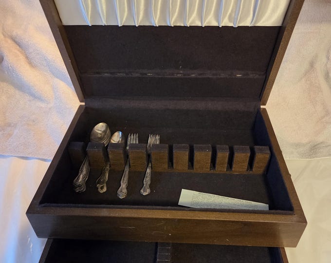 Vintage Flatware Storage Box With Roger's & Bro. Silverware | Felt Lined Silverware Chest | Mid ...