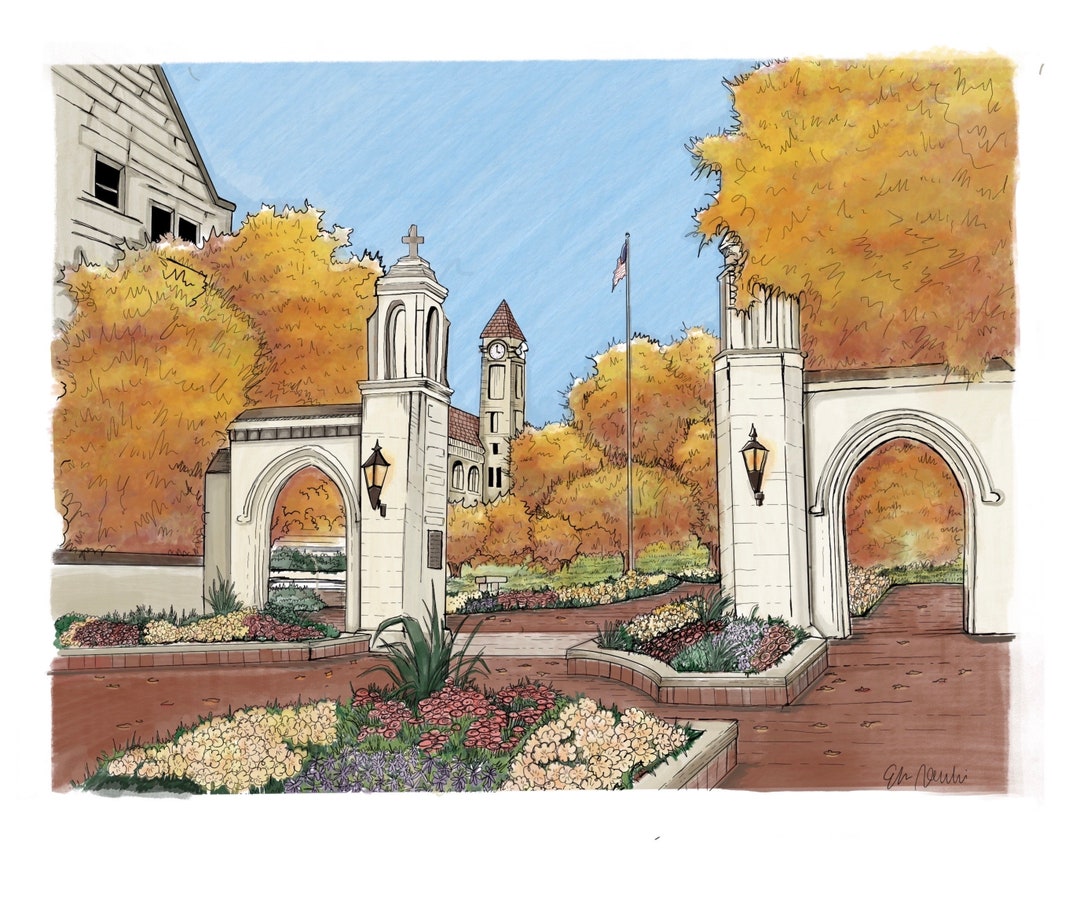 Indiana University Sample Gates Watercolor Print - Etsy