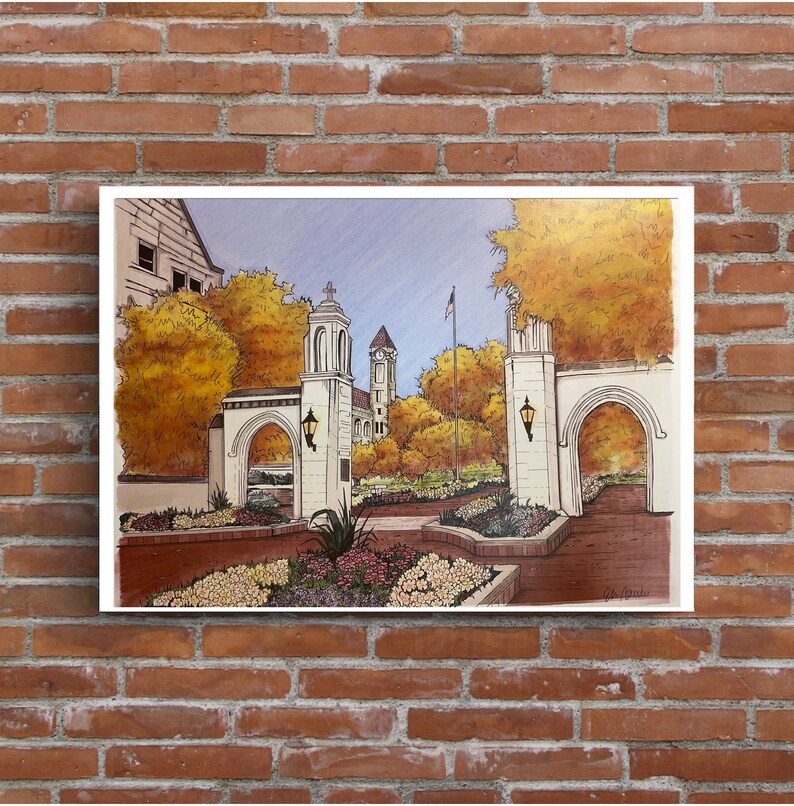 Indiana University Sample Gates Watercolor Print - Etsy