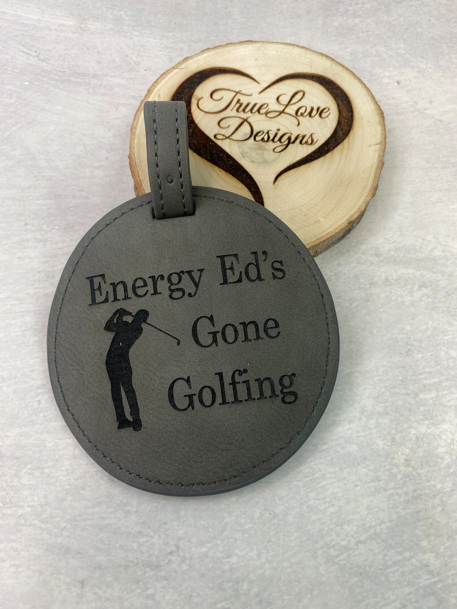 Personalized Engraved Golf Bag Tag With Tees, Leatherette Golf Bag Tag ...