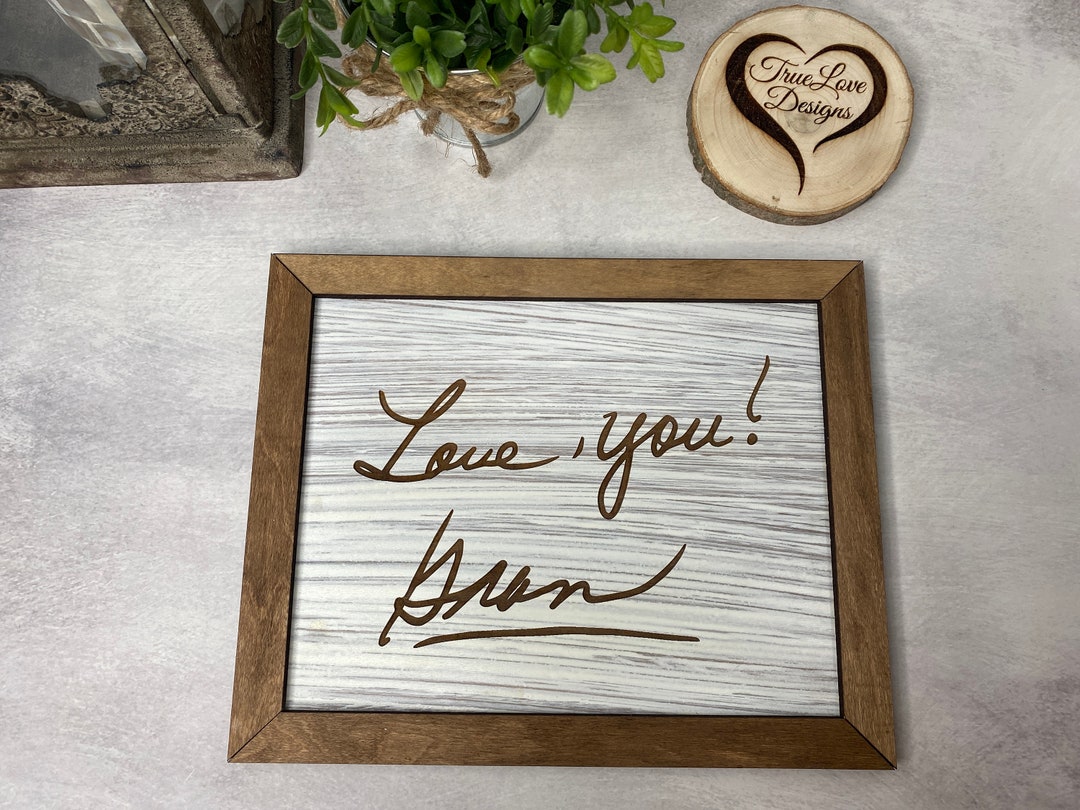Handwriting Sign 8x10, Keepsake Engraved on Wood Framed Sign ...