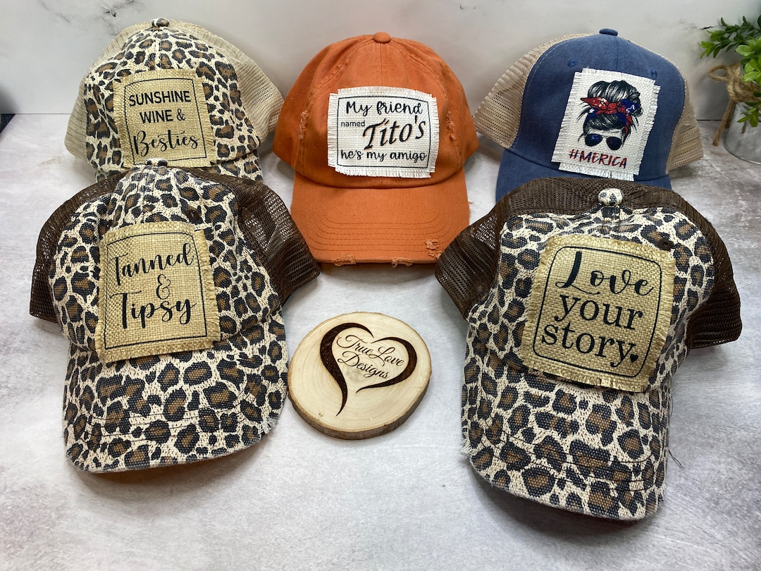 Burlap Patch Leopard Hats, Summer Hats, Clearance - Etsy