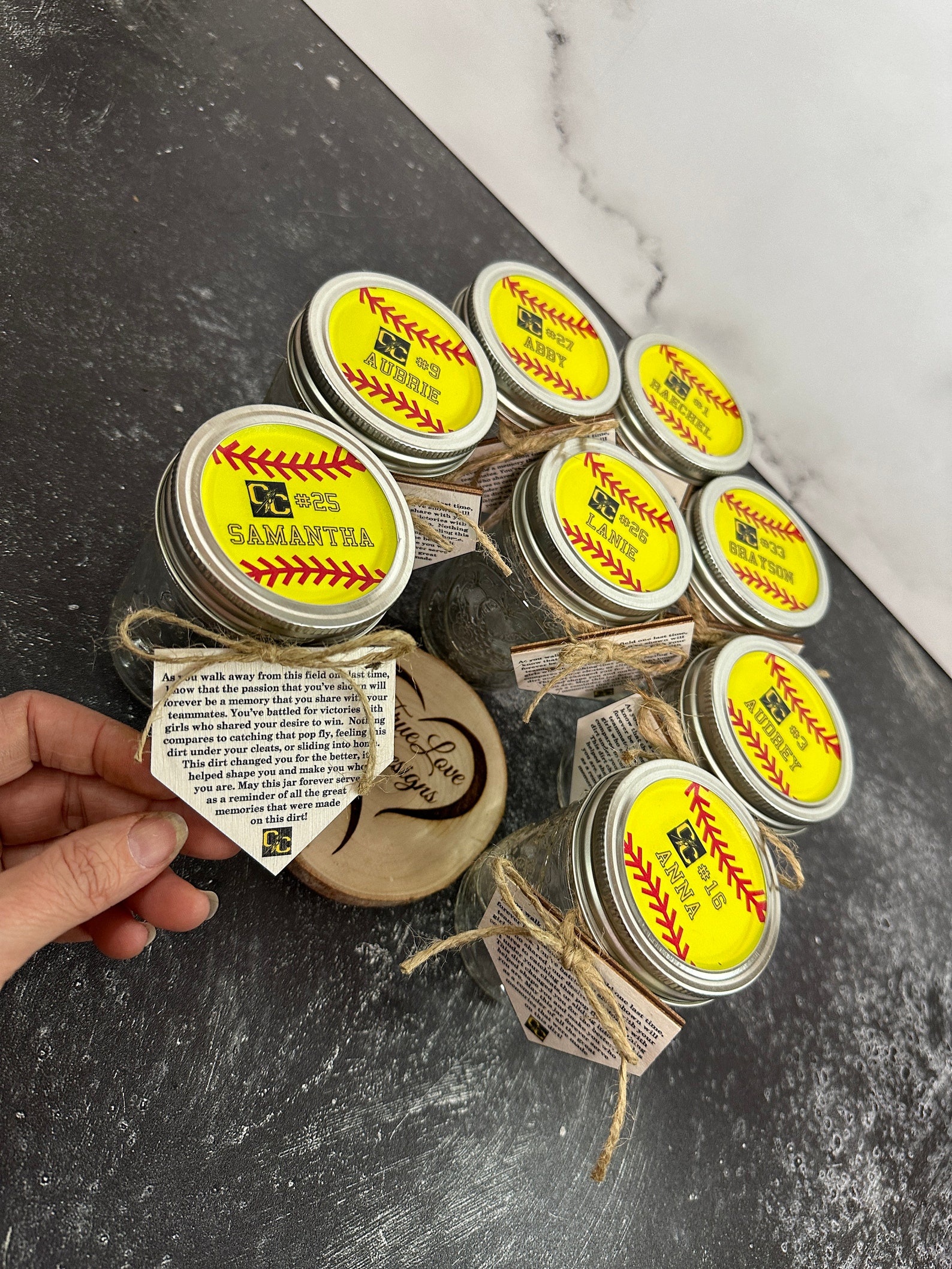 Personalized Softball Senior Gift, Printed Dirt Jar Softball Lid & Home ...