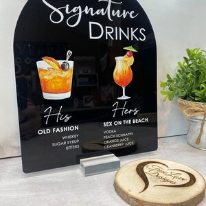 Signature Drinks Bar Arch Sign || Custom Acrylic Wedding Sign ...