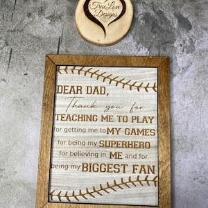 Baseball Dad Gift, Softball Dad Gift, Biggest Fan, Thanks Dad ...
