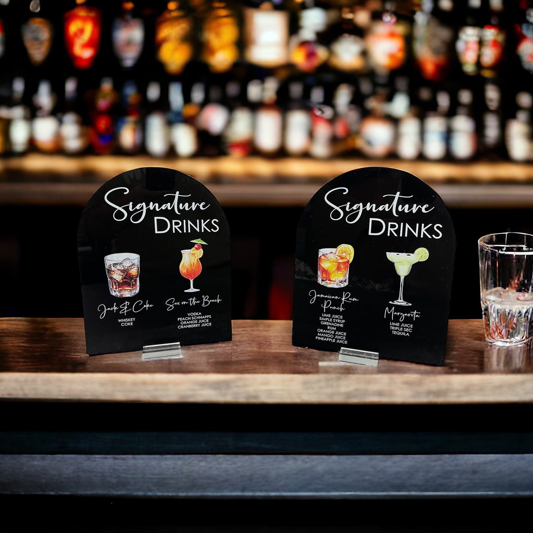 Signature Drinks Bar Arch Sign || Custom Acrylic Wedding Sign ...