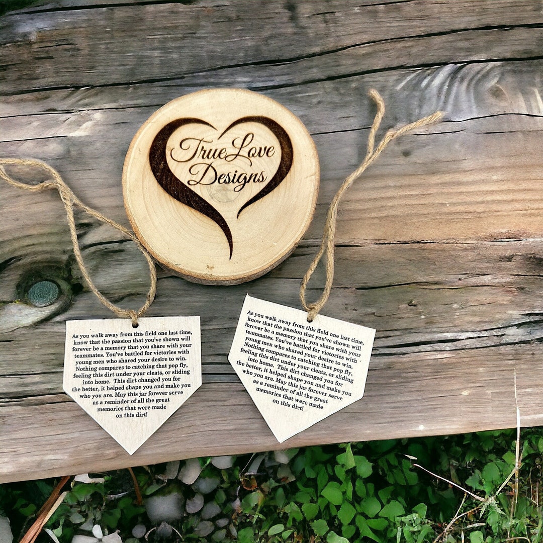 Personalized Baseball Senior Gift Dirt Jar Tag, Printed Home Plate Tag ...