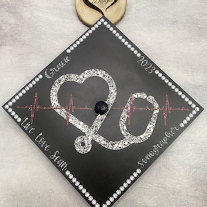 Customizable Stethoscopes Heart Graduation Cap Topper, Personalized ...