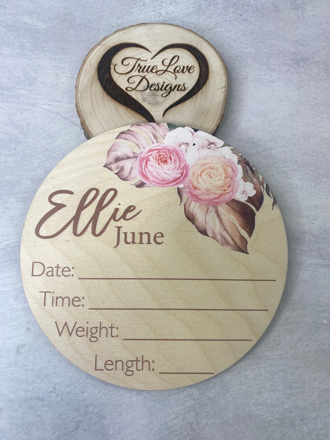 Baby Announcement Sign With Birth Stat, Boho Floral Swag, Sign for ...