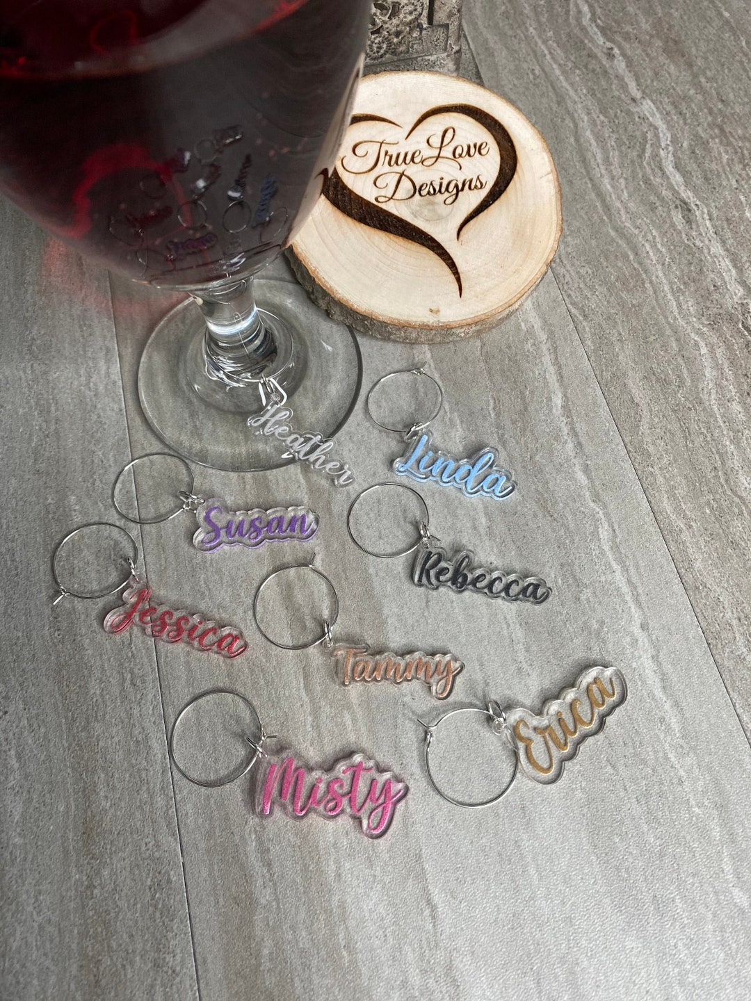 Wine Charm Glass Decor, Custom Wine Charm, Wedding Wine Charm, Wine ...