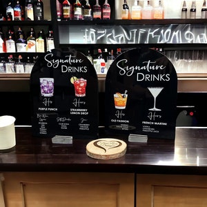 Signature Drinks Bar Arch Sign || Custom Acrylic Wedding Sign ...