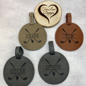 Personalized Engraved Golf Bag Tag With Tees, Leatherette Golf Bag Tag ...