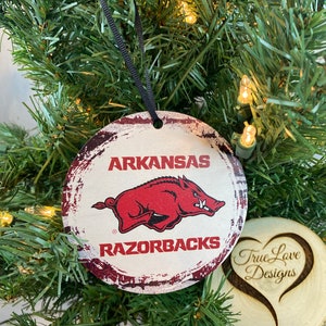 Arkansas Razorback College Wood Christmas Ornament University of ...