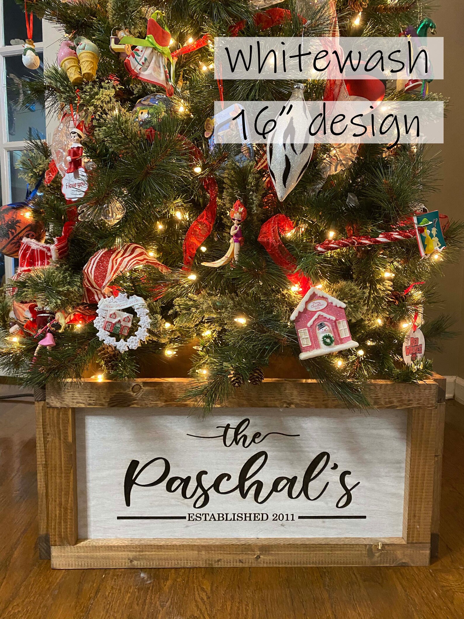 Personalized Christmas Tree Skirt Box Tree Box Stand Wood - Etsy