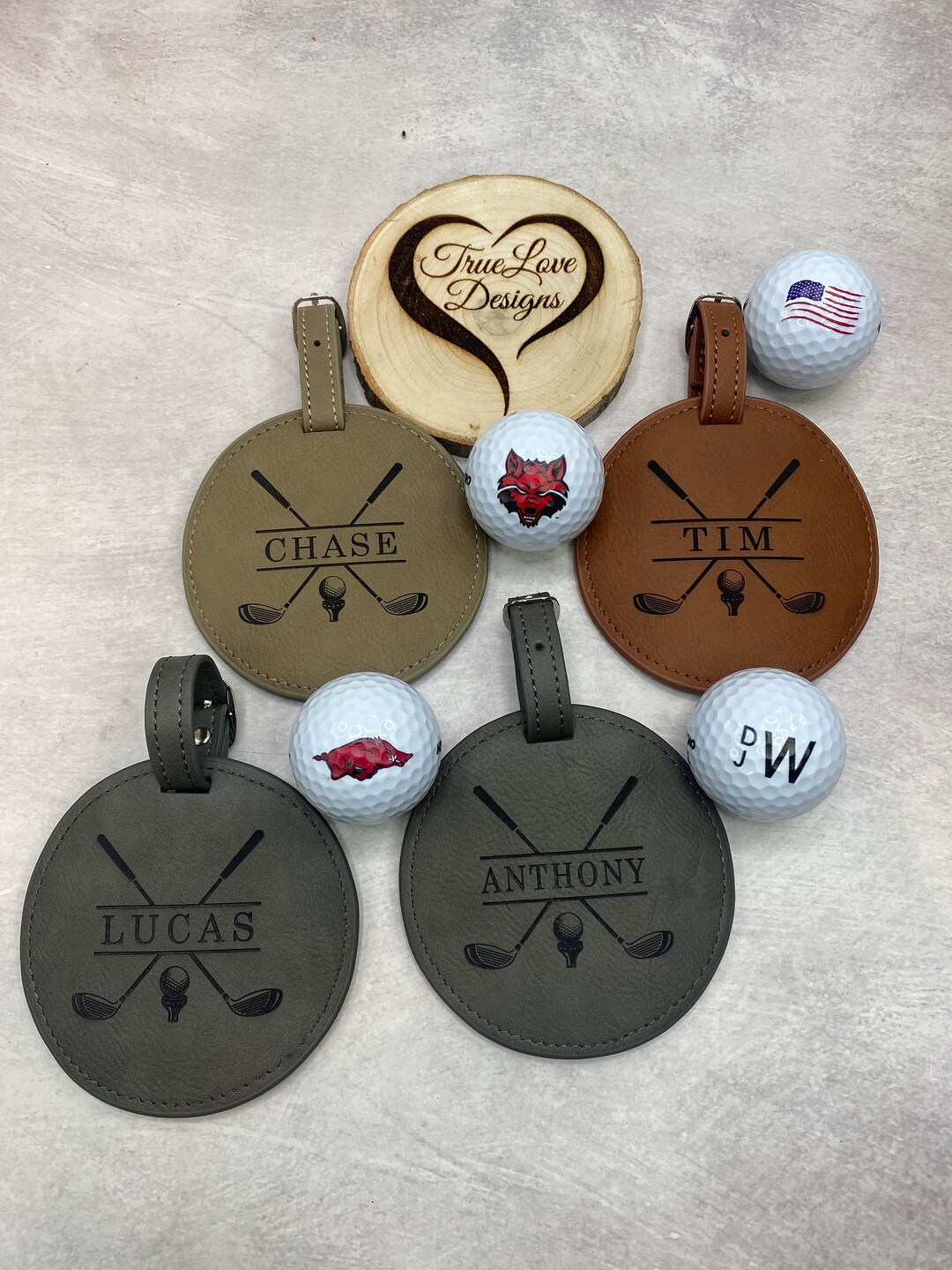 Personalized Engraved Golf Bag Tag With Tees, Leatherette Golf Bag Tag ...