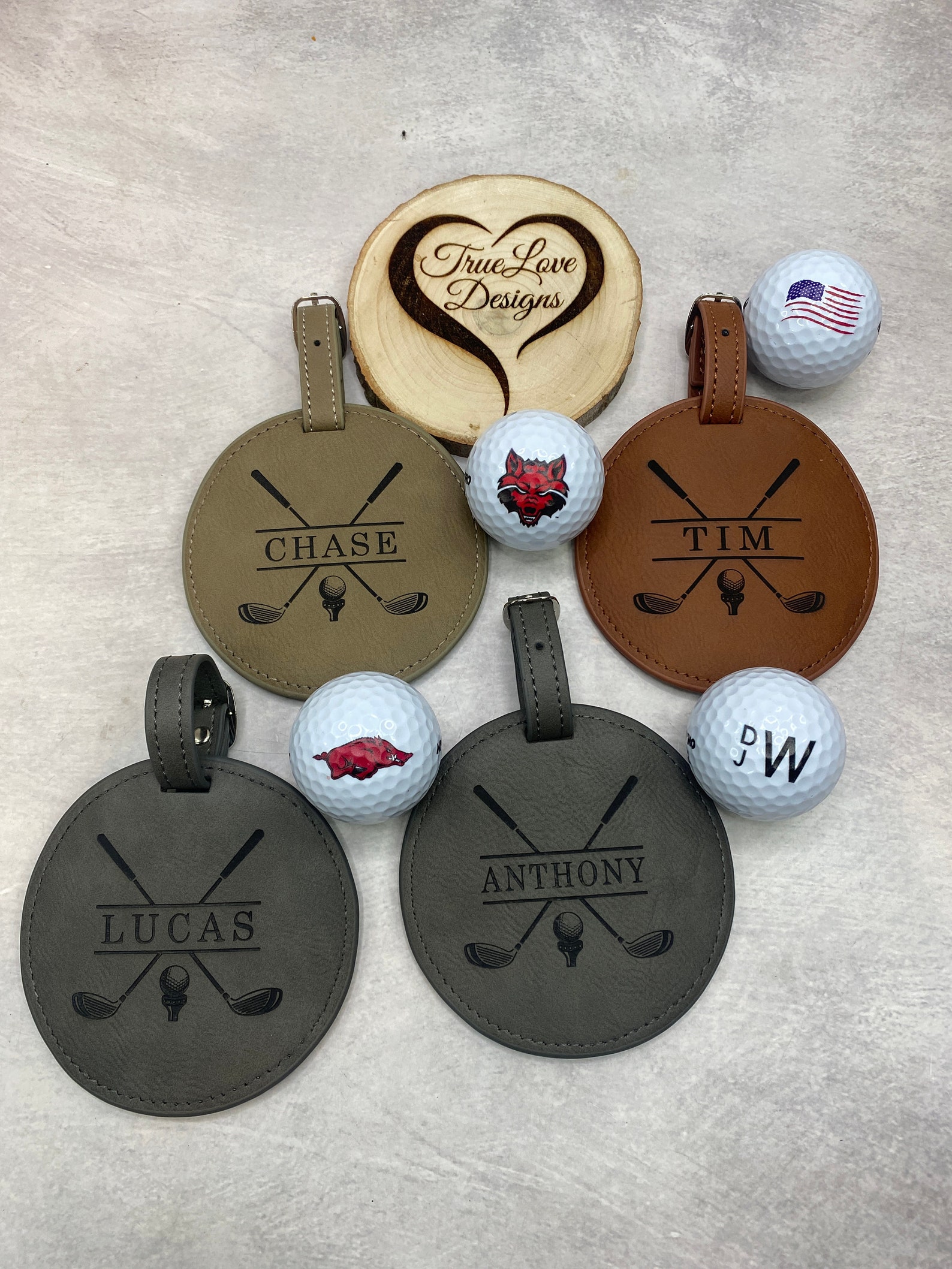 Personalized Engraved Golf Bag Tag With Tees, Leatherette Golf Bag Tag ...