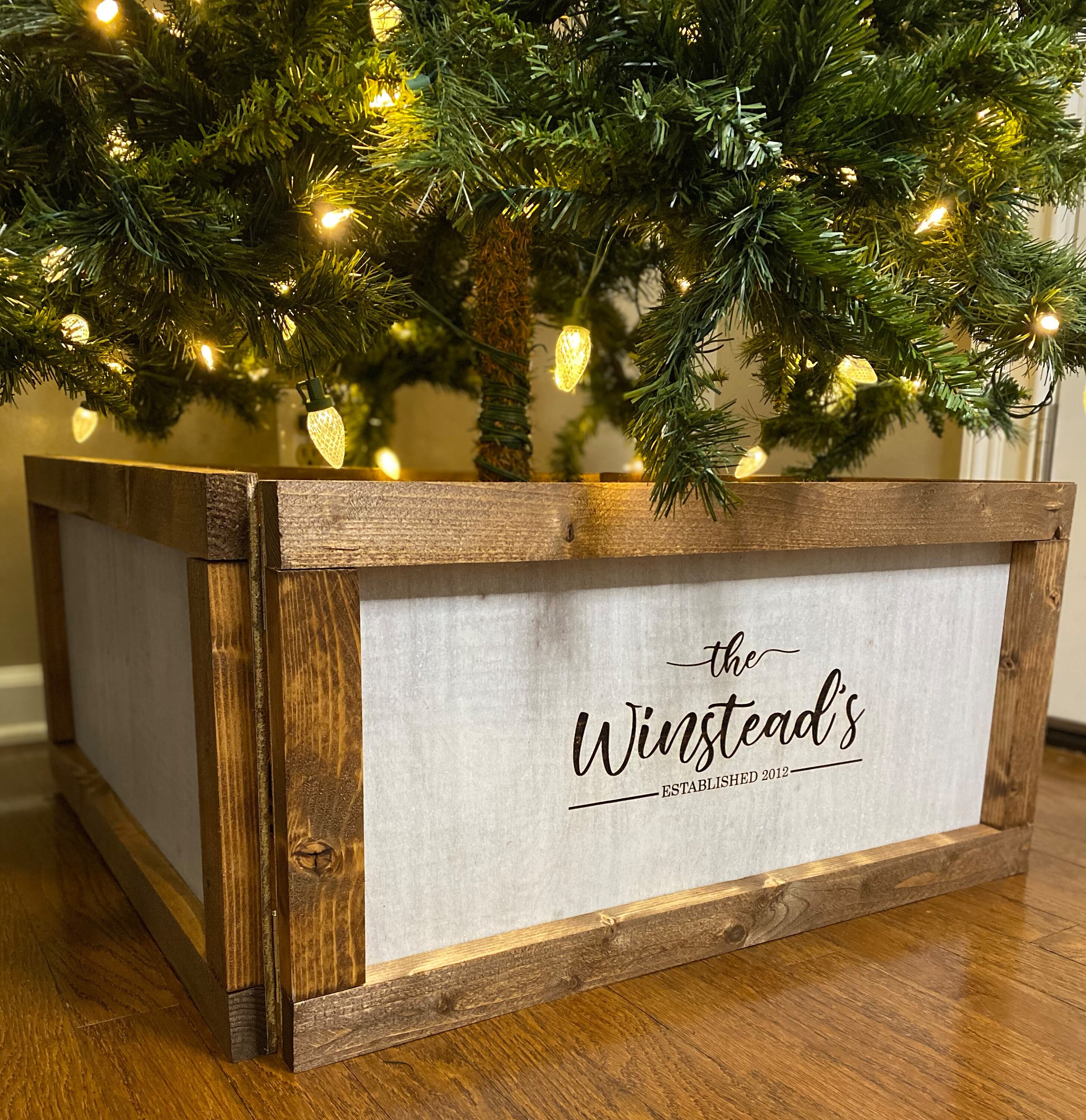 Personalized Christmas Tree Skirt Box, Tree Box Stand, Wood Tree Skirt ...