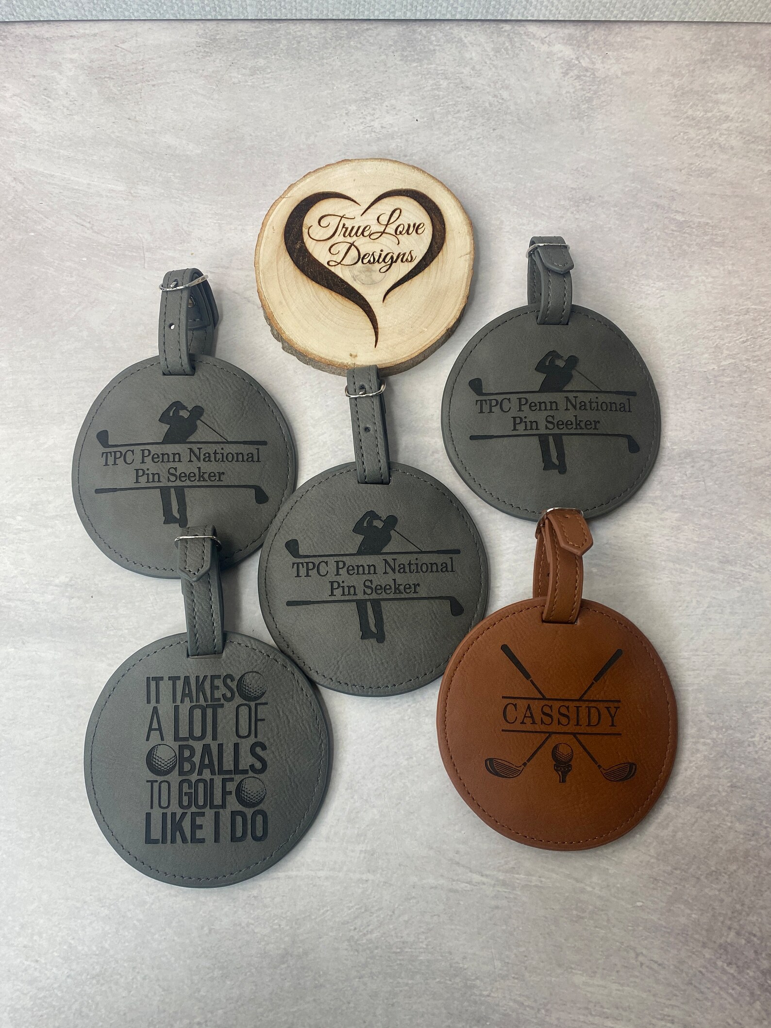 Personalized Engraved Golf Bag Tag With Tees, Leatherette Golf Bag Tag ...