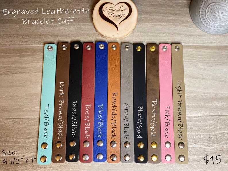 Custom Laser Engraved Leatherette Cuff Bracelet 9 1/2 X 1 - Etsy