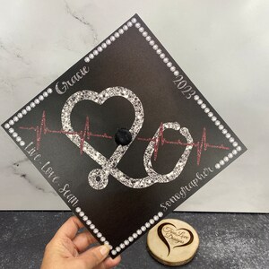Customizable Stethoscopes Heart Graduation Cap Topper, Personalized ...