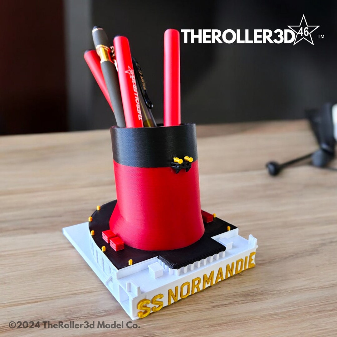 SS NORMANDIE Funnel Pen Holder by Theroller3d, Desk or Table Accessory ...
