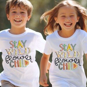 Stay Wild Flower Child Shirt, Kids Shirt, Flower Shirt, Retro Shirt, Trendy Shirt, Toddler Gift ...