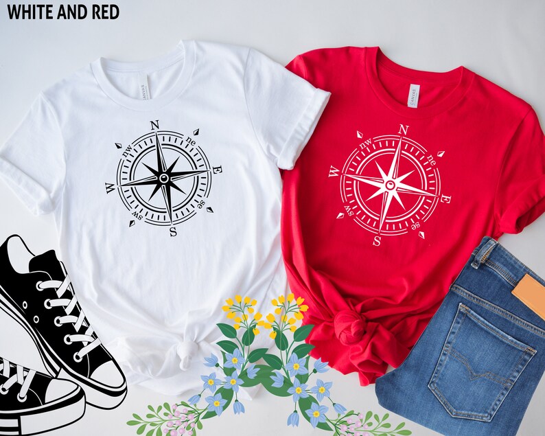 Compass Graphic T-shirt: Camping Hiking Adventure Shirt - Etsy