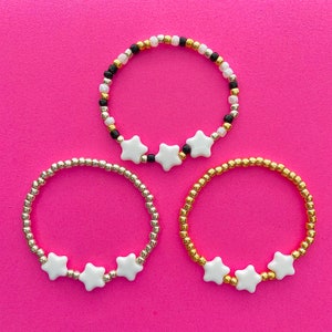 White Star Beaded Bracelet - Etsy