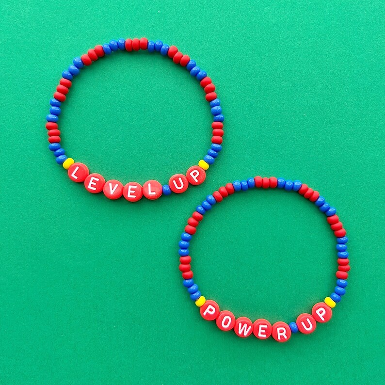 Super Mario Level up and Power up Beaded Bracelets - Etsy