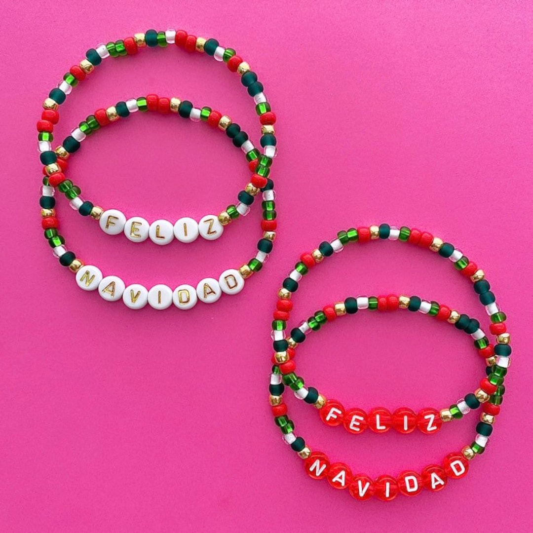 Feliz Navidad Beaded Bracelets - Etsy
