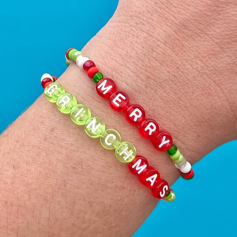 The Grinch Merry Grinchmas Beaded Bracelets - Etsy
