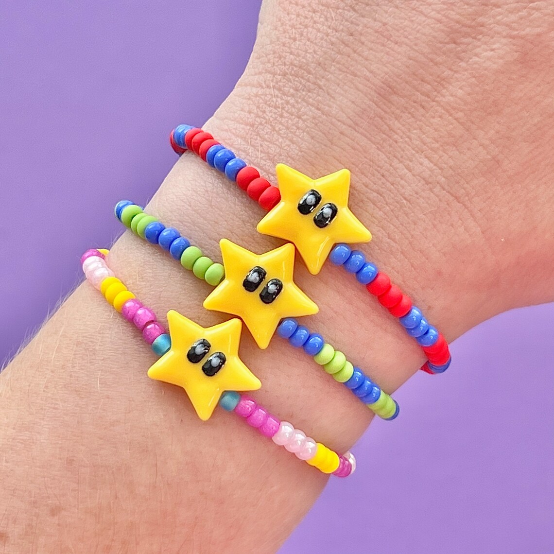 Super Mario Star Beaded Bracelet - Etsy