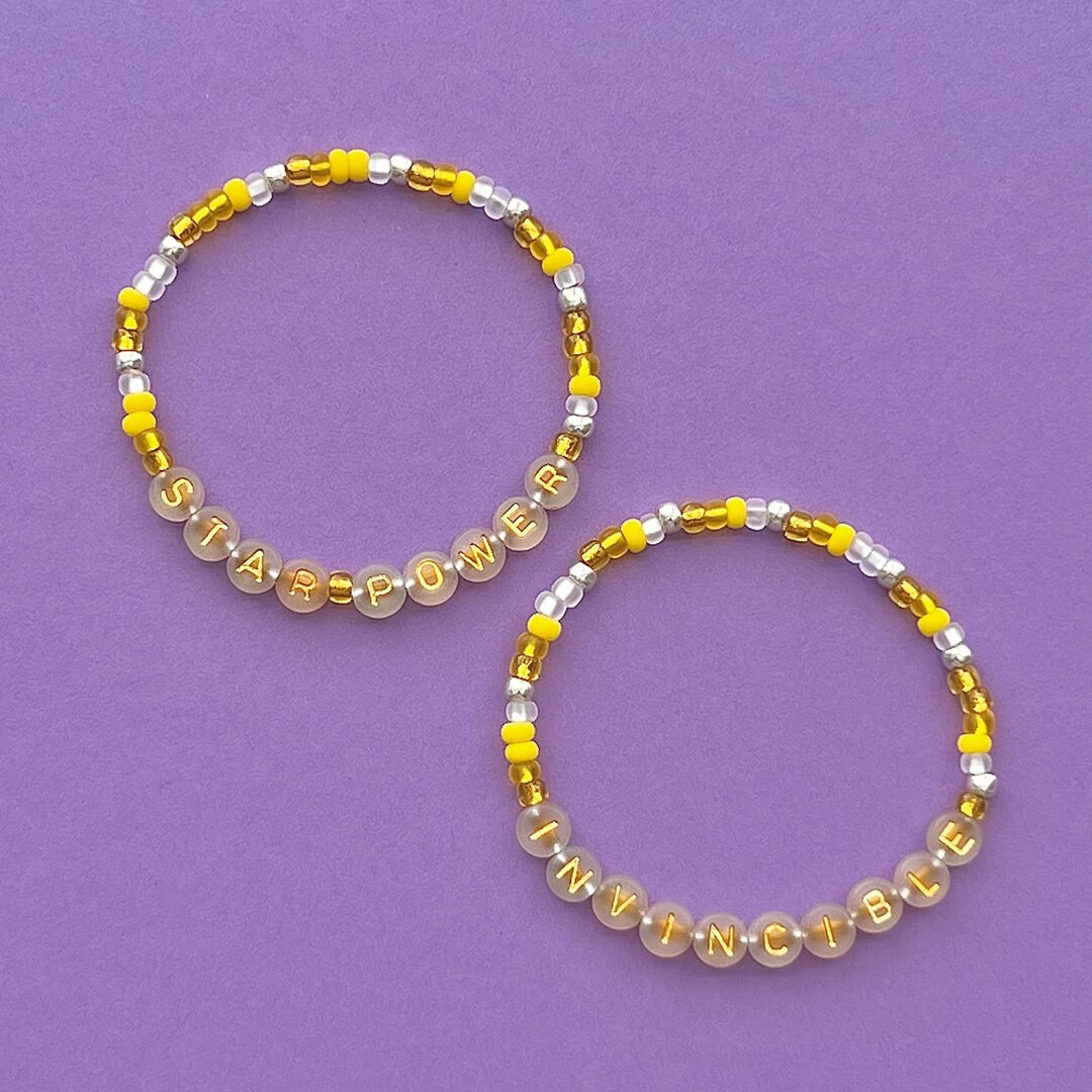 Super Mario Star Power and Invincible Glow Letter Beaded Bracelets - Etsy