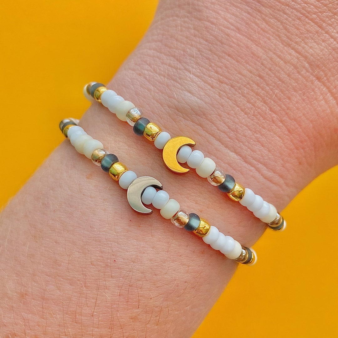 Gold & Silver Moon Beaded Bracelets - Etsy
