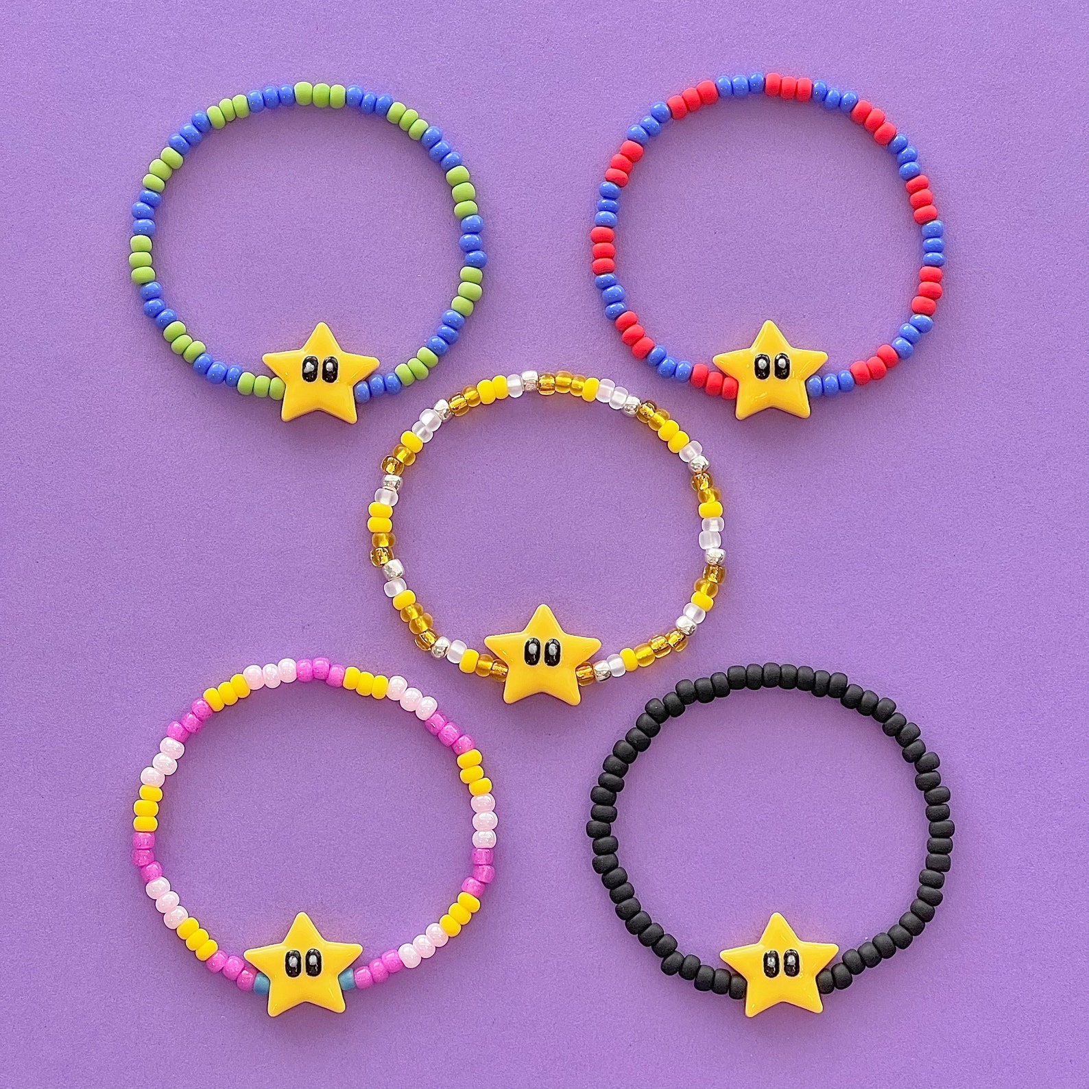 Super Mario Star Beaded Bracelet - Etsy