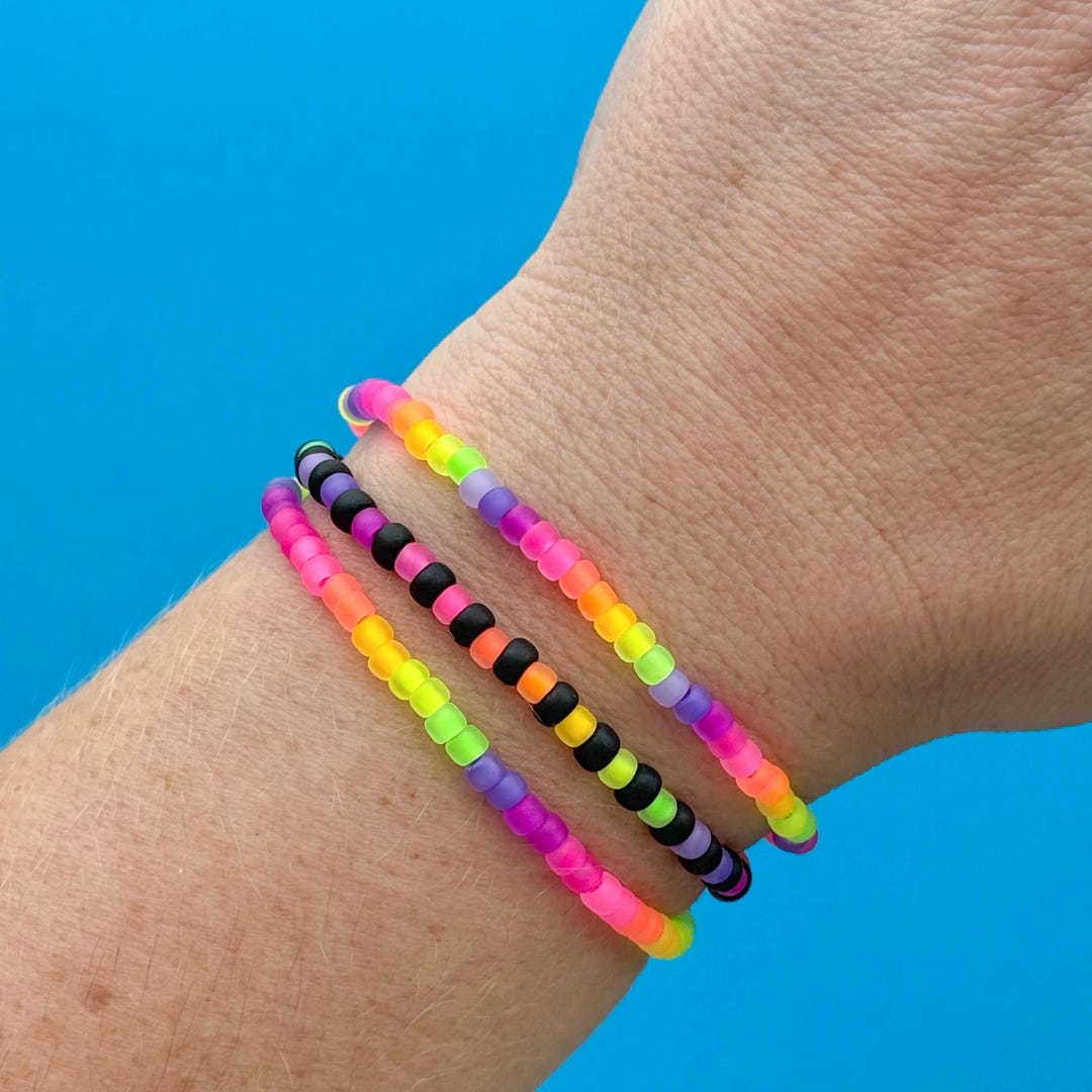 90’s Neon Rainbow All Seed Beaded Bracelets - Etsy