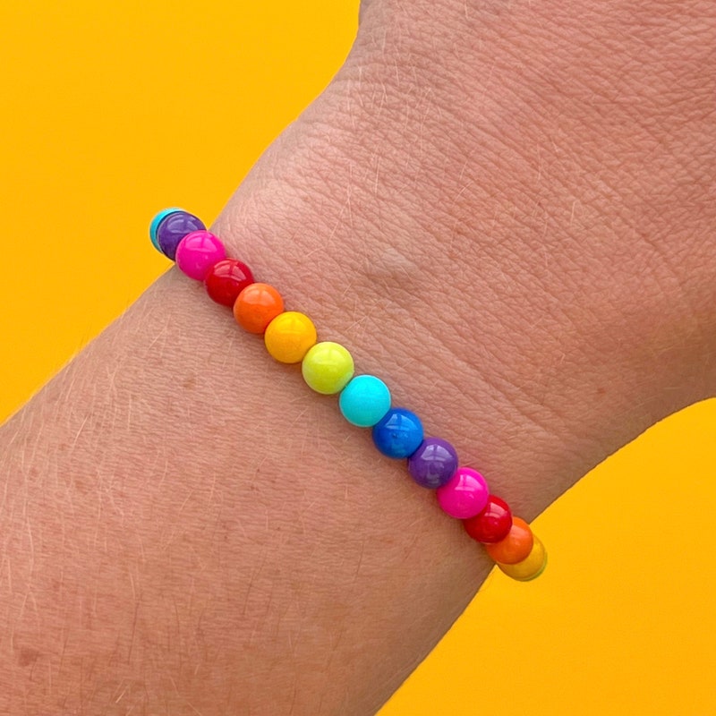 Rainbow Bead Bracelet - Etsy