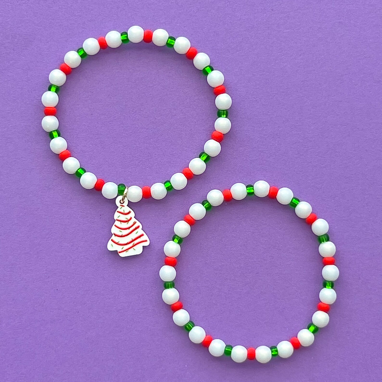 Christmas Tree Cake Beaded Bracelets - Etsy