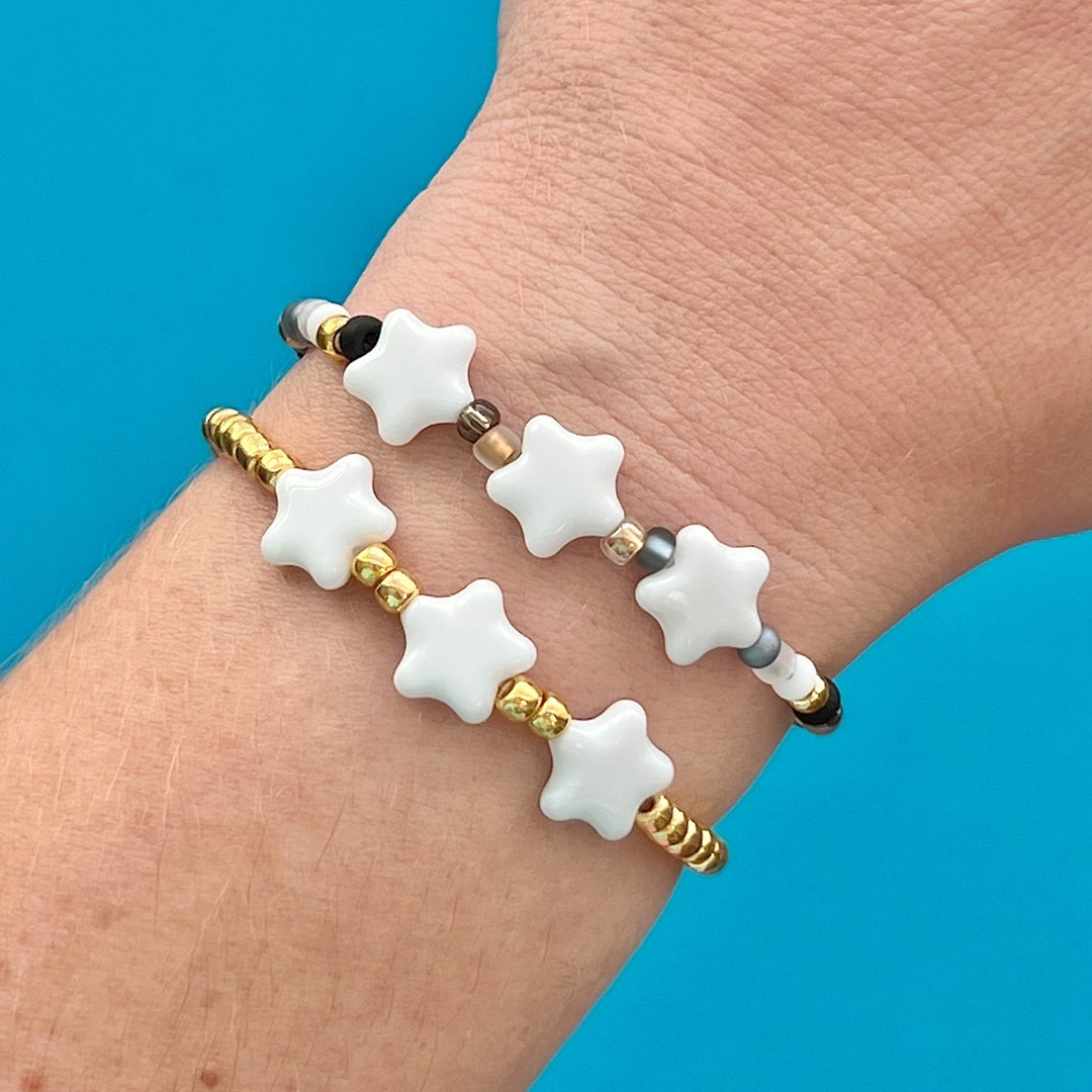 White Star Beaded Bracelet - Etsy