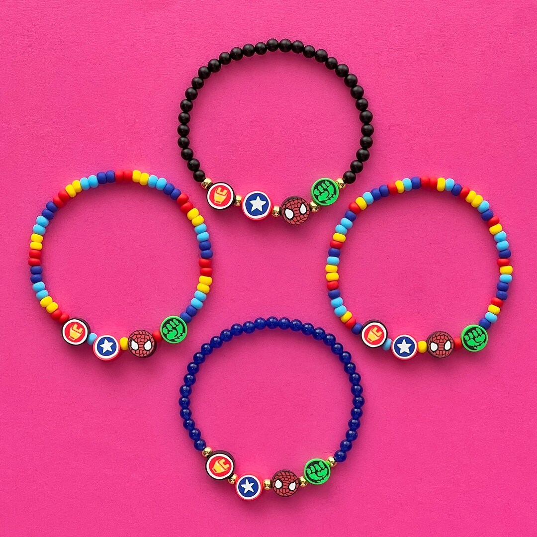 Heroes Assembled Beaded Bracelet Iron Man Spider-man Captain America ...