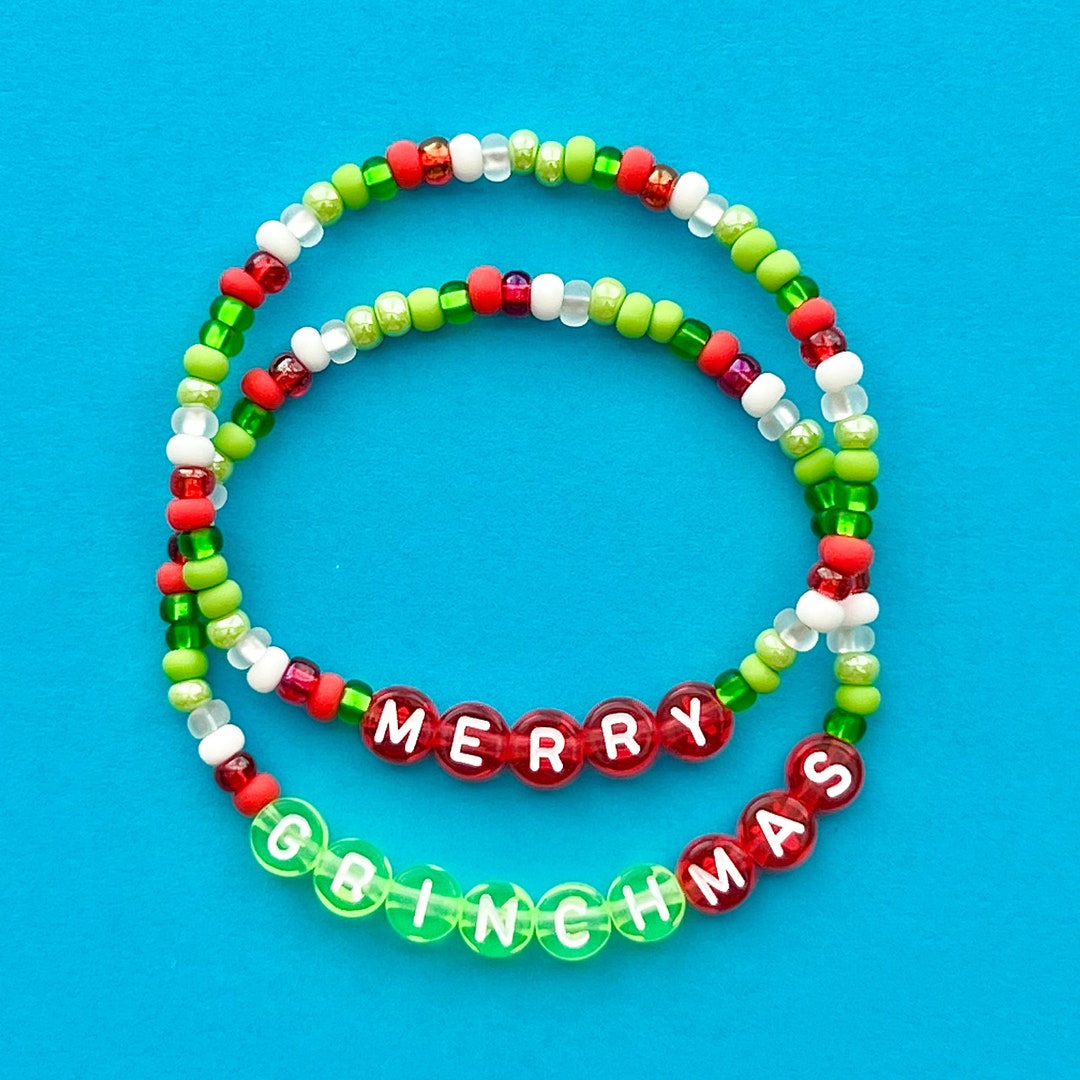 The Grinch Merry Grinchmas Beaded Bracelets - Etsy