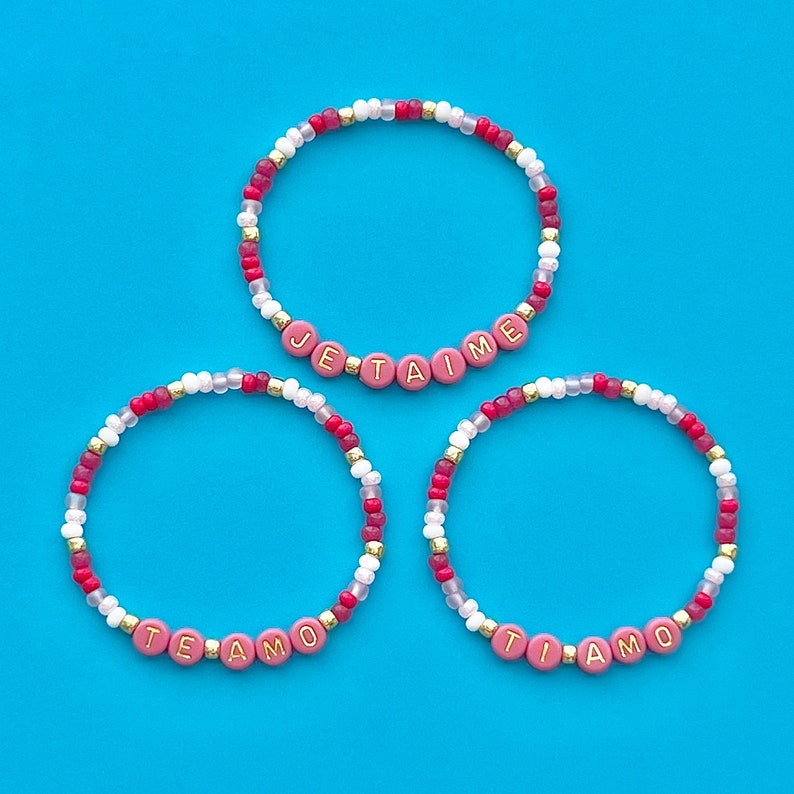 Love Languages Je T’aime Te Amo Ti Amo Beaded Bracelets - Etsy