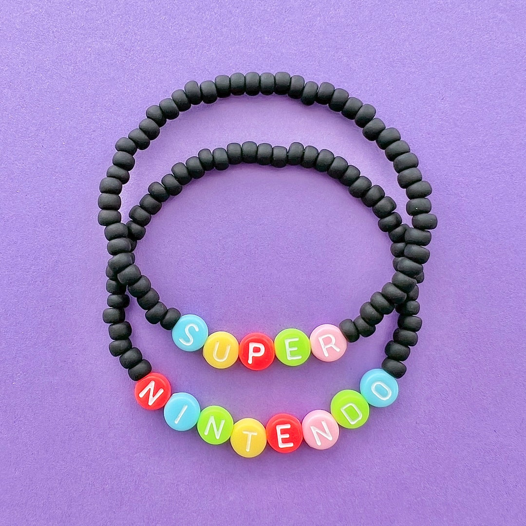 Super Nintendo All Black Beaded Bracelets - Etsy